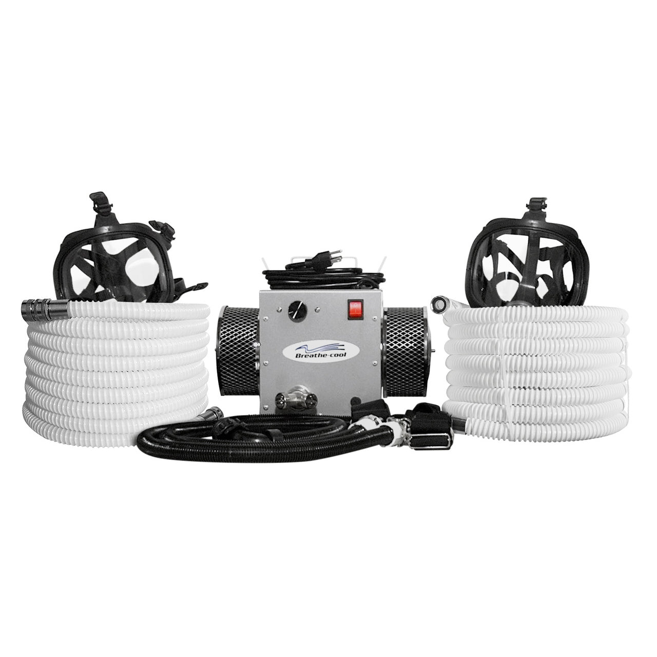 2-Man Full Face Supplied Air Respirator with 50' Air Hoses Fresh Air S ...